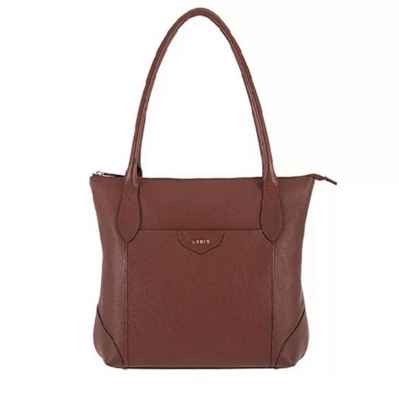 Lodis | Bags | Lodis Elegant Brown Pebbled Leather Sierra Tote Bag ...